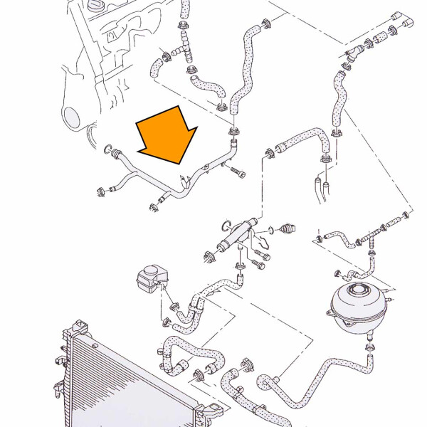 T5 Engine Coolant Pipe for 1.9l TDI, OEM partnr. 038121065 CE, 107,50