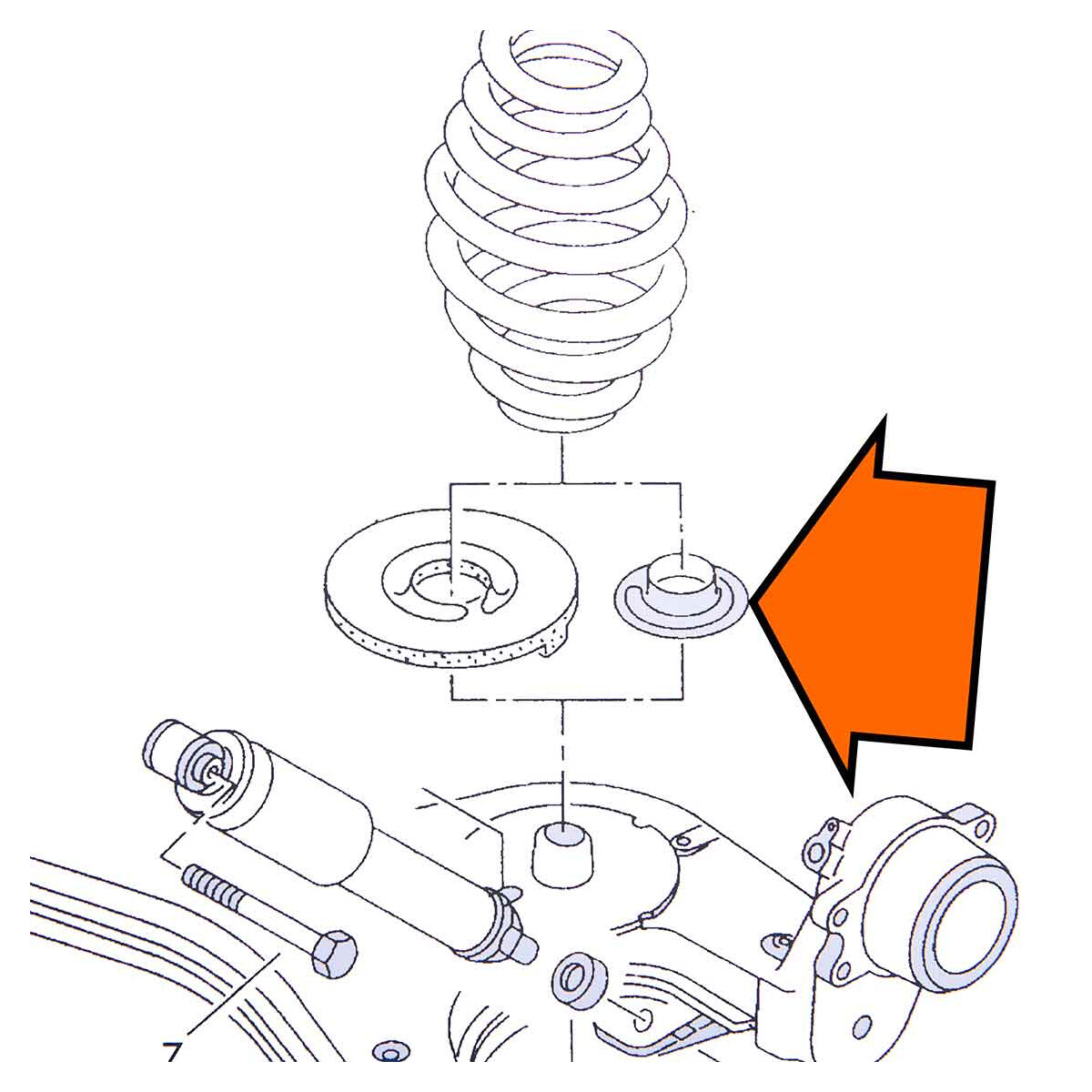 T4 lower suspension cap, orig. VW, OEM partnr. 7D0511143, 7,80