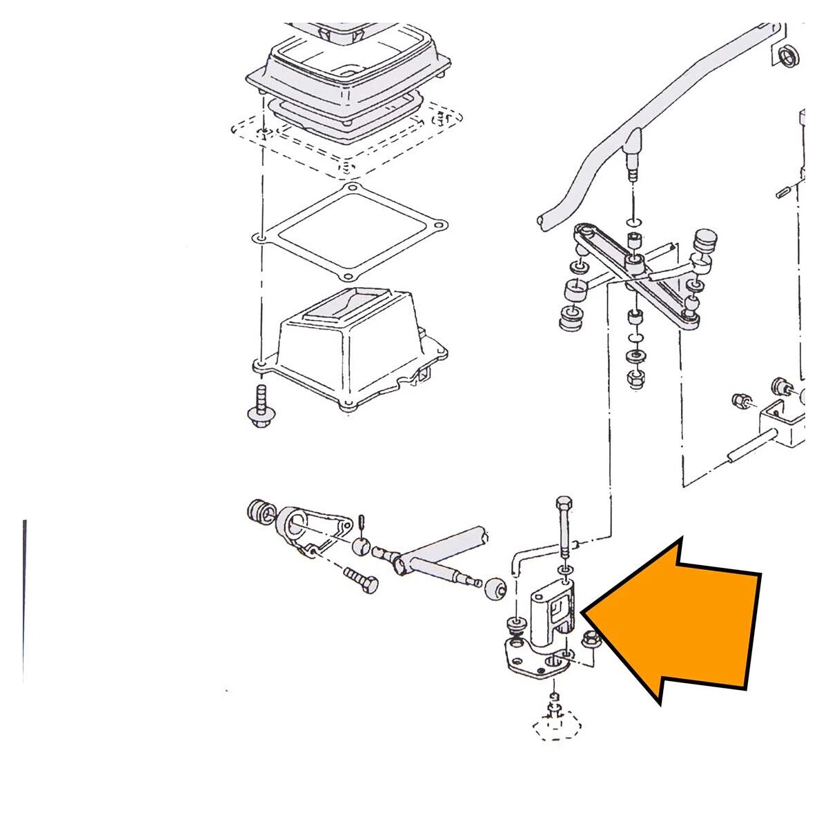 T4 Selector mechanism clevis, orig. VW, OEM partnr. 701711243, 13,50