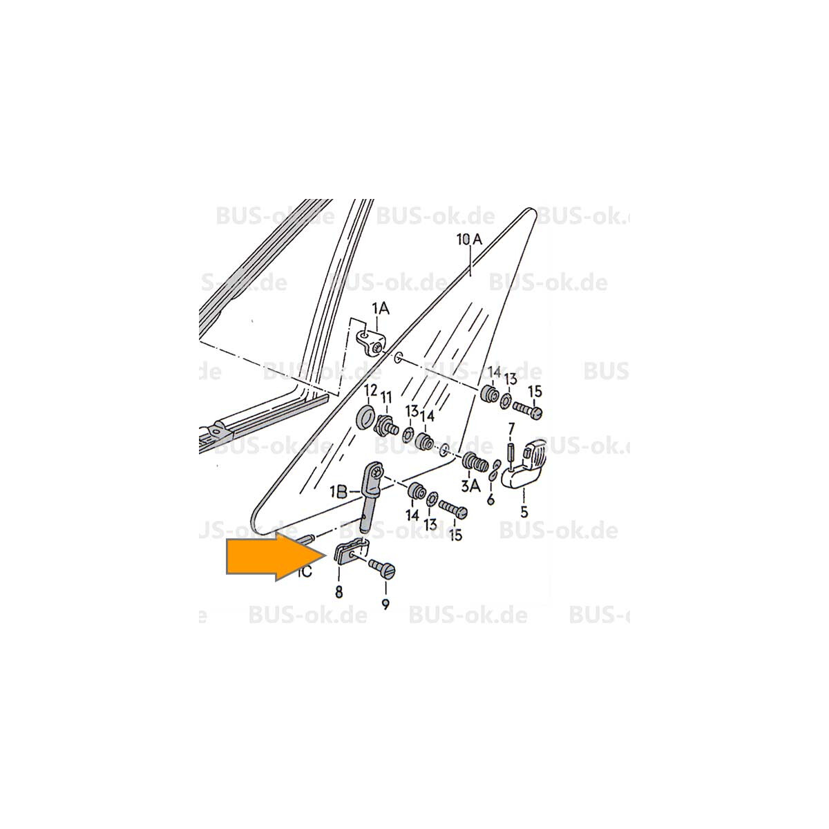 T25 vent wing clamp orig. VW OEM partnr. 251837673, 8,90