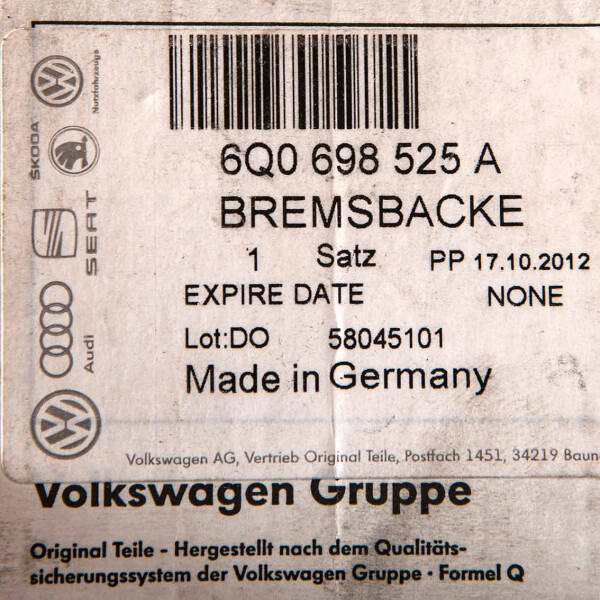 Genuine AUDI SEAT SKODA VW Brake Shoes OE-Nr. 6Q0698525A, 94,00